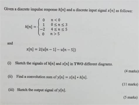 Solved Given A Discrete Impulse Response H N And A Discrete Chegg Com