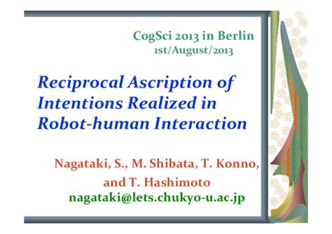 Pdf Reciprocal Ascription Of Intentions Realized In Robot Human