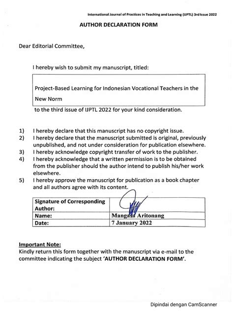 Author Declaration Form Pdf Pdf