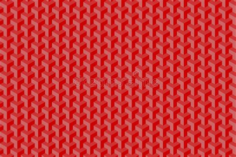 A Geometric Pattern Consisting Of Small Repeating Cube Shapes In Red Stock Illustration