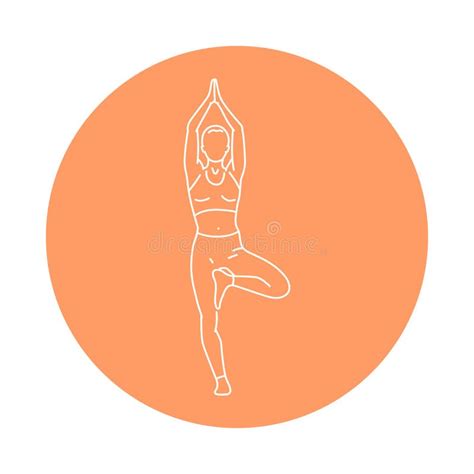 Tree Pose Vrikshasana Color Line Illustration Pictogram For Web Page