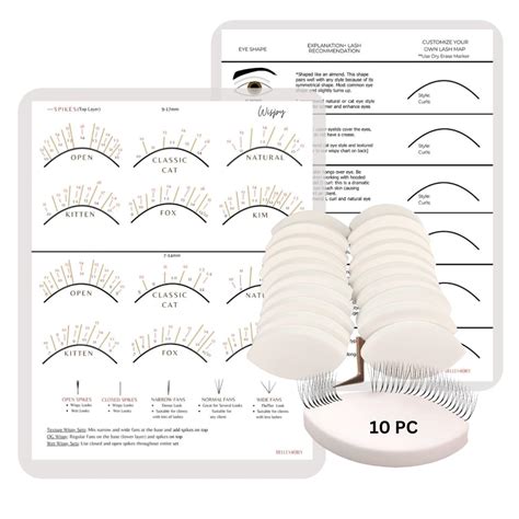 Amazon Bellemory Wispy Lash Chart 10 Sponges For Practice Eye