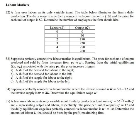 Solved Labour Markets 32 A Firm Uses Labour As Its Only