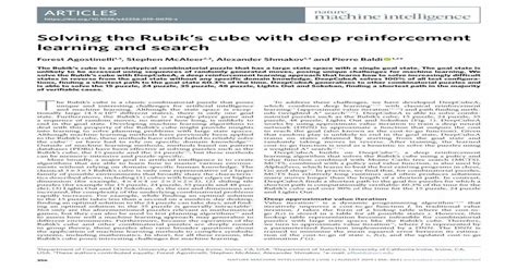 pdf solving the rubik s cube with deep reinforcement learning