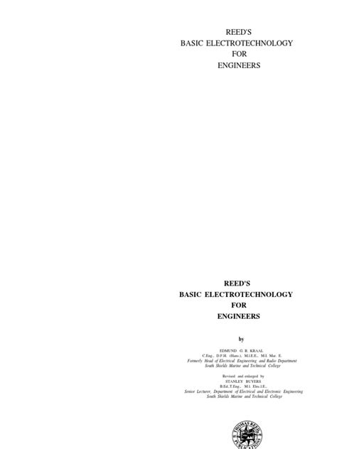 Reeds Basic Electrotechnology For Engineers Pdf Pdf Electric
