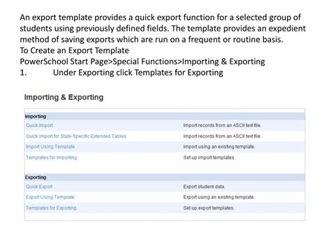 Ppt Creating And Using Powerschool Export Template Powerpoint Presentation Id1624852