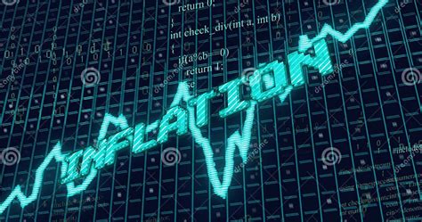 image of inflation text over data processing stock illustration