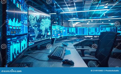 Advanced Security Operation Center Monitoring Global Data Stock Image