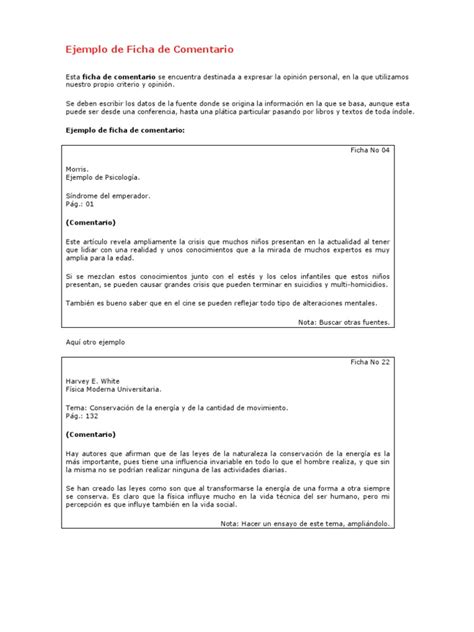 Ejemplos De Fichas De Comentario Y Resumen Pdf Homo Sapiens