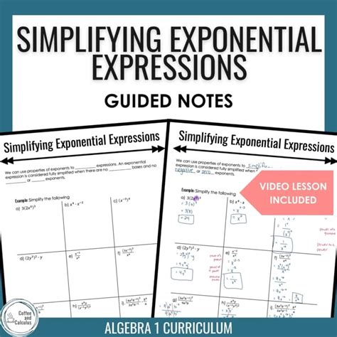 Simplifying Exponential Expressions Guided Notes 8th Grade Prealgebra Simplifying Exponential Expressions Guided Notes 8th Grade Prealgebra