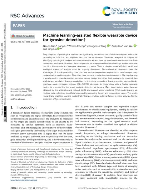 Pdf Machine Learning Assisted Flexible Wearable Device For Tyrosine