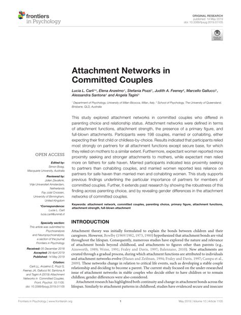 Pdf Attachment Networks In Committed Couples