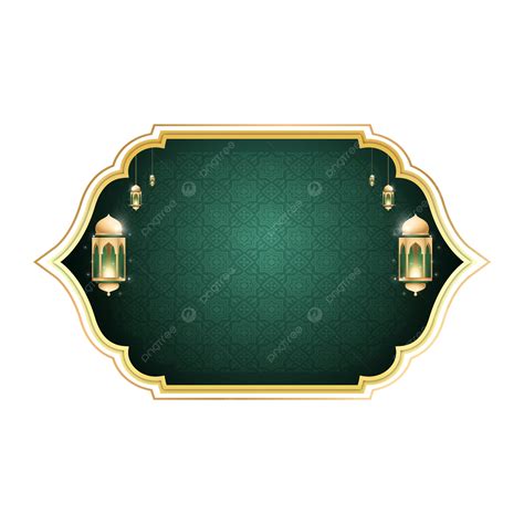 그라데이션 녹색 배경과 황금 테두리가 있는 이슬람 프레임 벡터 이슬람 라마단 이슬람 장식 Png 일러스트 및 벡터 에 대한 무료 다운로드 Pngtree