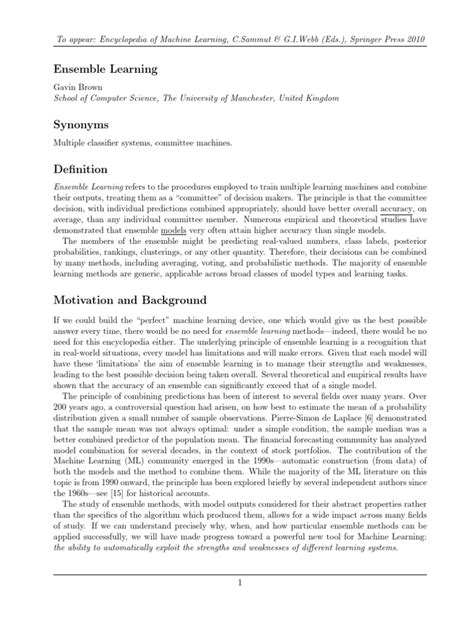 Ensemble Learning Pdf Machine Learning Algorithms