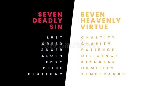 Seven Heavenly Virtue And Deadly Sin Simple And Minimalist Stock