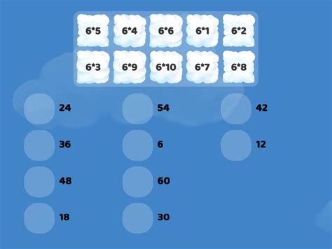 Таблиця множення на 6 Match Up