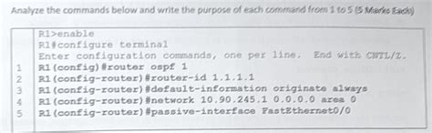 Solved Analyze The Commands Below And Write The Purpose Of Chegg
