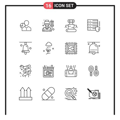 Editable Vector Line Pack Of 16 Simple Outlines Of Security Network Pilot Gdpr Robot Editable