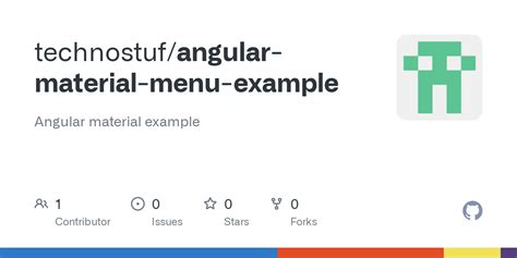 GitHub Technostuf Angular Material Menu Example Angular Material Example