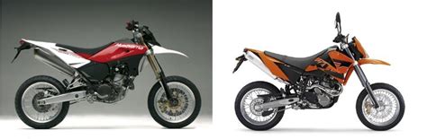 Motorrad Vergleich Husqvarna Sm 610 2008 Vs Ktm 640 Lc4 Supermoto 2005