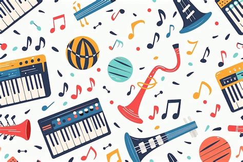 Musical Instruments And Notes Pattern Premium Ai Generated Vector
