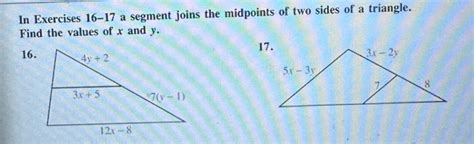 solved in exercises 16 17 a segment joins the midpoints of