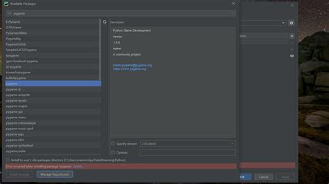 Cant Add Pygame To Pycharm Stack Overflow