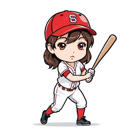 Sporty Spirit Vector Illustration Of A Chibi Woman Playing Baseball