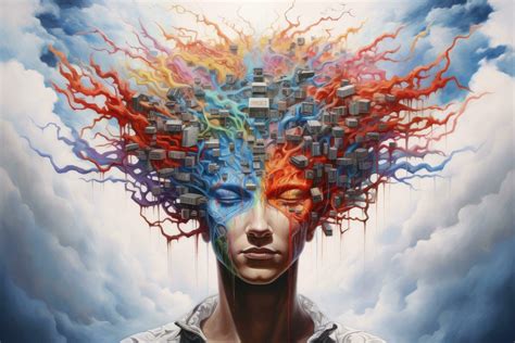 3d Rendering Of A Womans Face With A Lot Of Colorful Thoughts