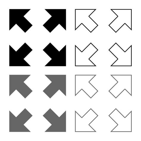 Four Arrows Pointing To Different Directions From The Center Icon Set Grey Black Color