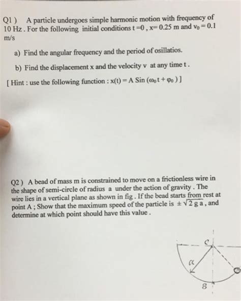 Solved Q A Particle Undergoes Simple Harmonic Motion With Chegg