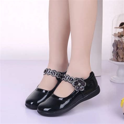 Кожаные туфли принцессы для девочек Детские вечерние туфли для девочек с цветочным принтом