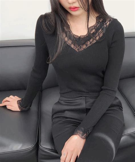 런드리 레이어드 레이스 티셔츠