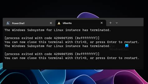 The Windows Subsystem For Linux Instance Has Terminated