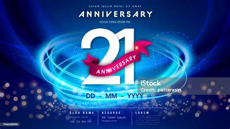 어두운 파란색 추상적 인 미래 공간 배경에 21 년 기념일 로고 템플릿 21 현대 기술 디자인 하이테크 네트워크 디지털 기술 개념 디자인 요소와 숫자를 축 하 기념일에 대한