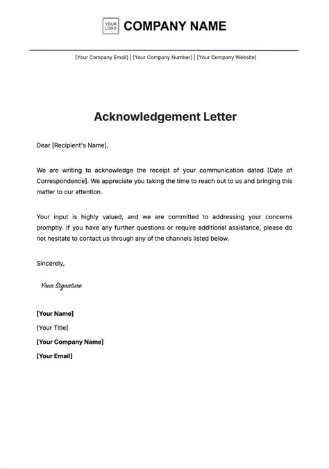 Free Acknowledgement Letter Generator Create Online