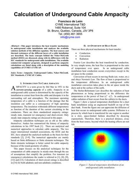 Underground Cable Ampacity Calculation Neher Mcgrath Method