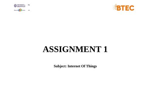 asm1 iot assignment 1 subject internet of things qualification tec