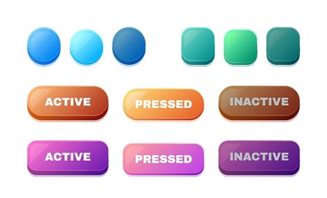 Active And Pressed Ui Buttons Game Interface Menu Highlighted Inactive Elements Animation Gui