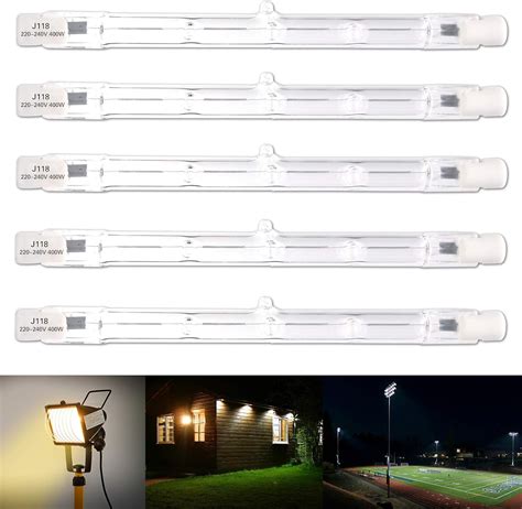 R7s Linear Halogen Floodlight Bulb 5 Pack Dimmable 400w 118mm Energy Saving Tungsten Halogen