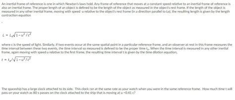 Solved An Inertial Frame Of Reference Is One In Which