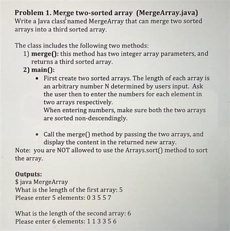Solved Problem 1 Merge Two Sorted Array Mergearrayjava