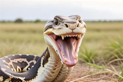 premium photo cartoon python looks at the camera with a white smile