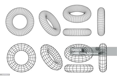 그리드 프레임의 구조가 다른 와이어 프레임 원환체 추상 3d 그리드 디자인 기술 스타일 0명에 대한 스톡 벡터 아트 및 기타 이미지 0명 개체 그룹 건설 프레임