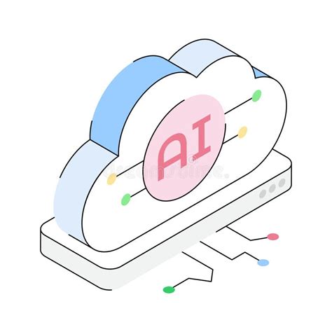 An Isometric Outline Icon Showing Ai Computing Environment Stock