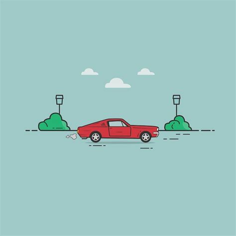Premium Vector Minimalist Illustration Of A Retro Car On Road With Minimal Landscape Design