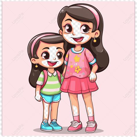 姐姐 向量貼紙貼紙剪貼畫卡通兩個孩子剪貼畫圖片素材 Eps圖片尺寸4267 × 4267px 高清圖案380561152