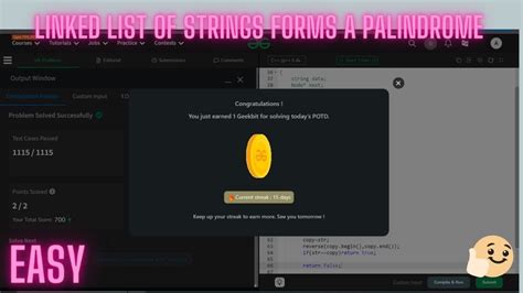 Linked List Of Strings Forms A Palindrome Gfg Potd Today 2 July
