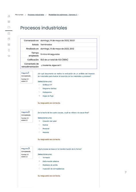 EXAMAEN PARCIAL SEMANA 2 - Procesos Industriales - Studocu