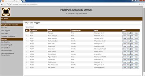 sistem informasi perpustakaan dengan php dan mysql cara kenda